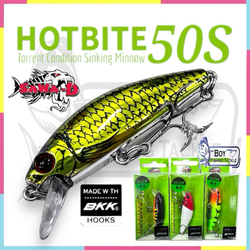 Sawa-D Hotbite 50S Sinking Minnow Lure Bait 50mm 6.5g BKK Hot Bite Savior Saviors | Shopee ...