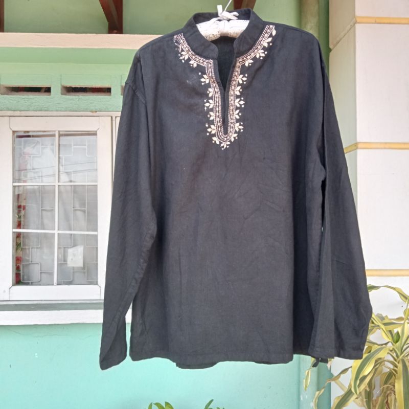 Baju Melayu Cotton Line XL Black | Shopee Philippines