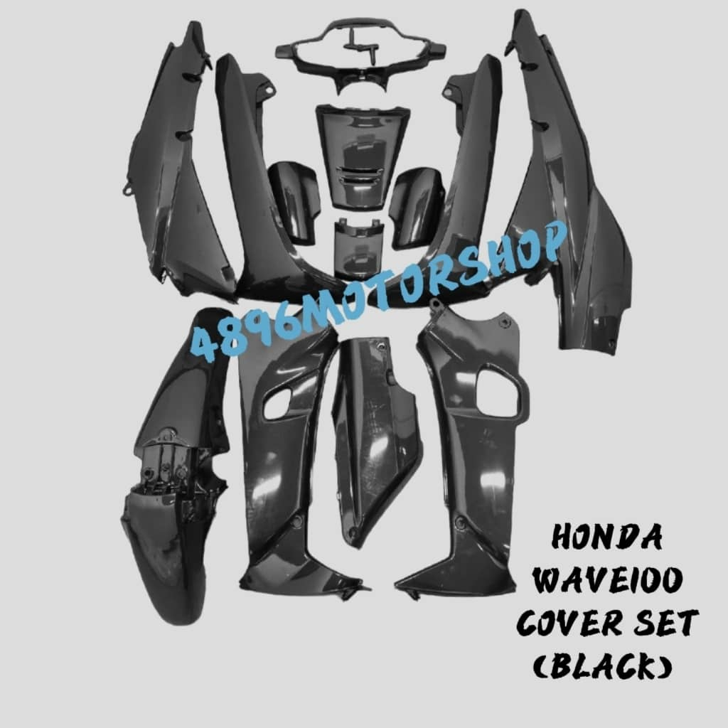 HONDA WAVE100 WAVE 100 W100 FULL BODY COVER SET COVERSET BLACK / SILVER ...