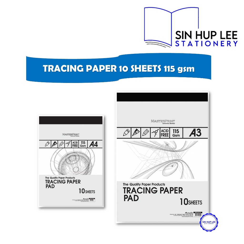 MASTER PRINT A3 / A4 Tracing Paper Pad 10's 115gsm Vellum Paper ...