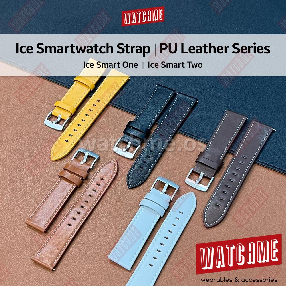 Ice Smartwatch Strap, PU Leather Series 22mm, Stainless Steel Buckle, 5 ...
