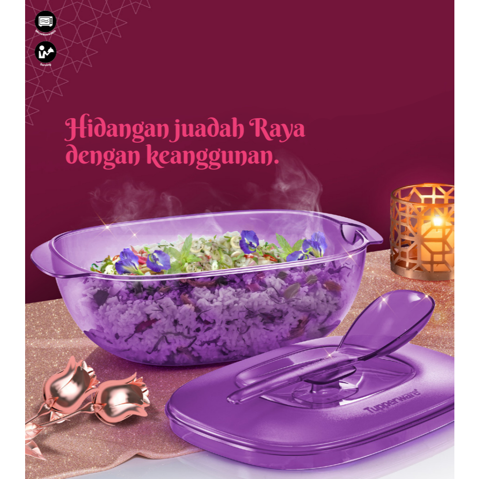 Tupperware Royal Purple Crystalline Rice Server 2.5L Bekas Hidang Nasi ...