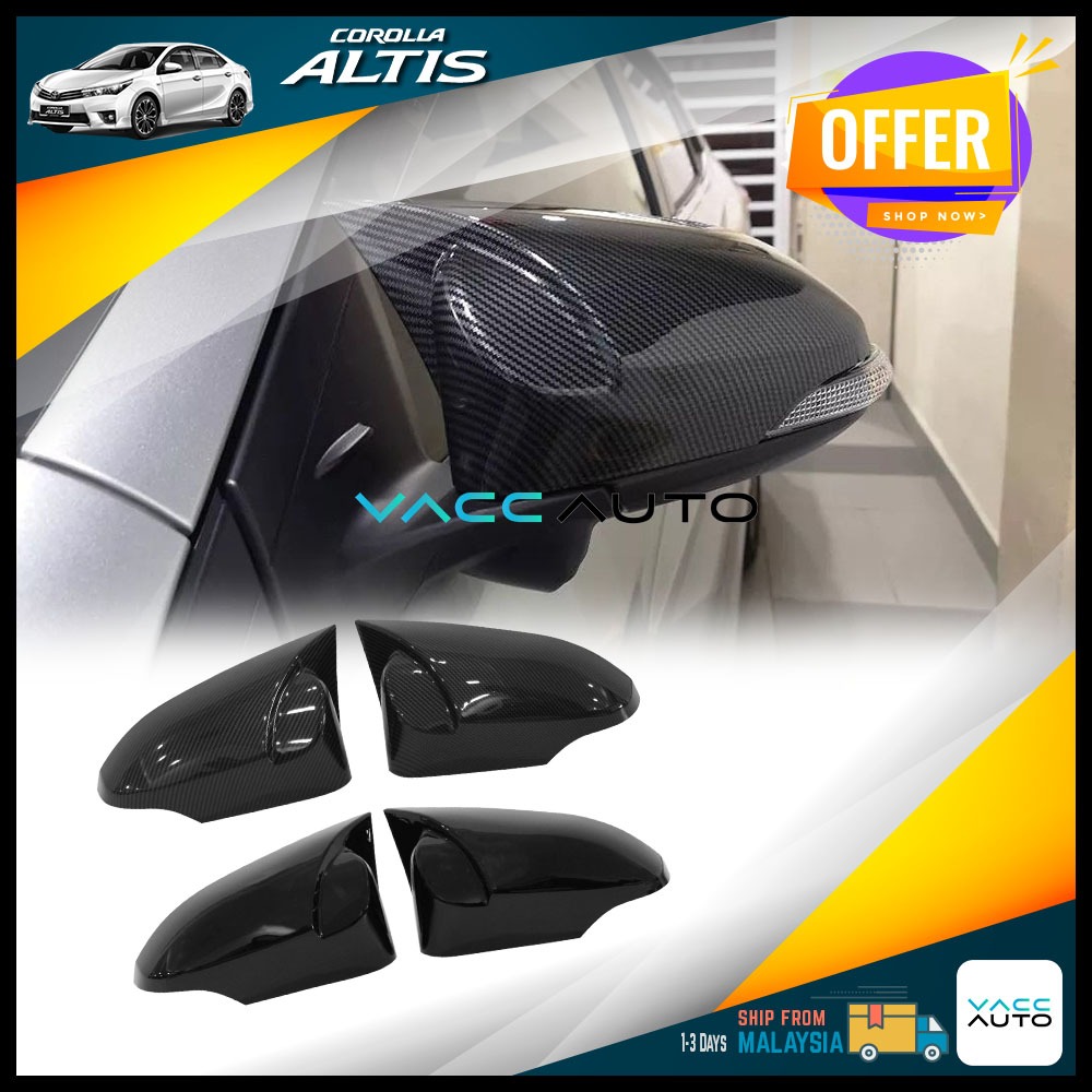 Toyota Altis Side Mirror Carbon Black Horn Type Cover Stick Type Fit ...