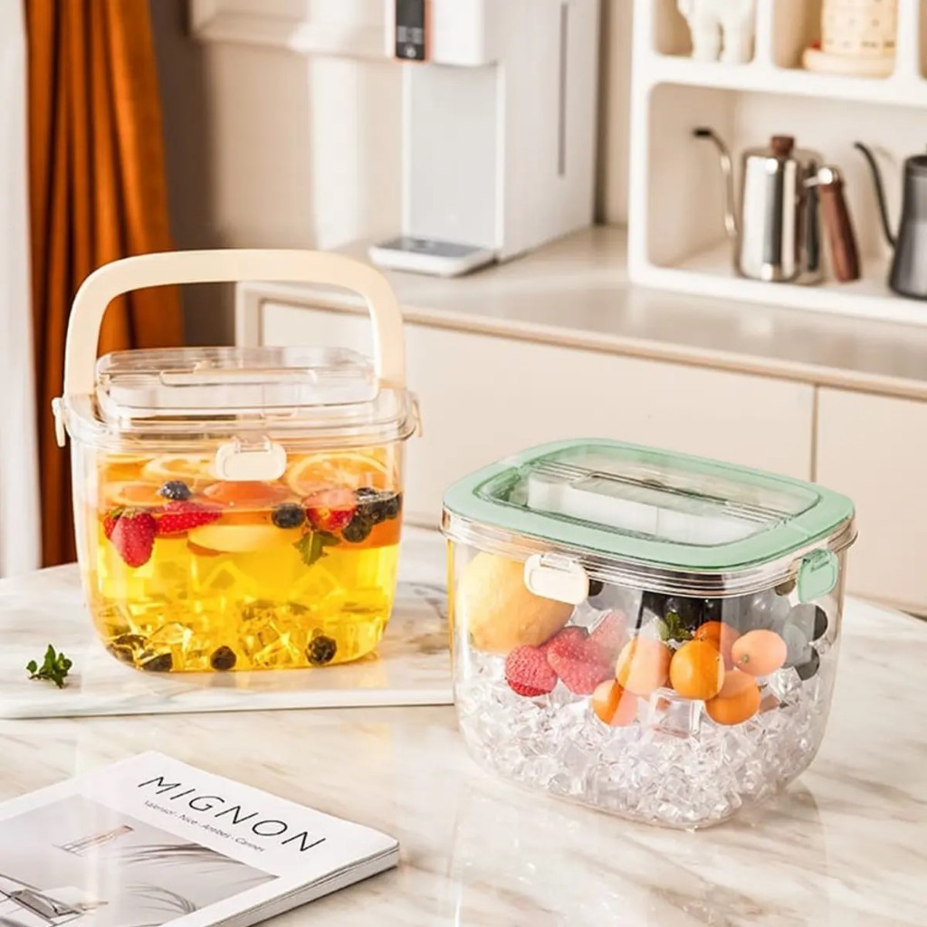 Ice Cube Container Transparent Ice Bucket Cooling Tool Box With Tong ...