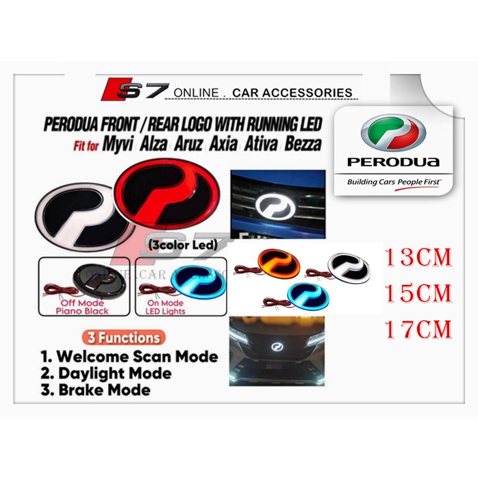 Perodua Running Design LED Emblem Logo 2 in 1 function | Shopee Philippines