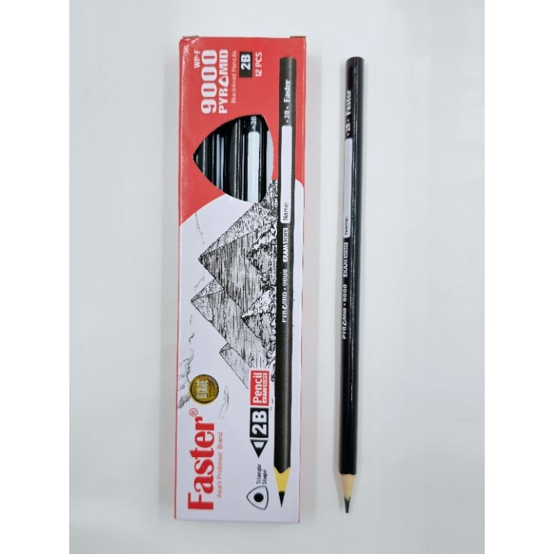 FASTER 2B Pencil Pyramid Triangle Shape Black Lead Pencil 铅 笔12pcs/Box ...