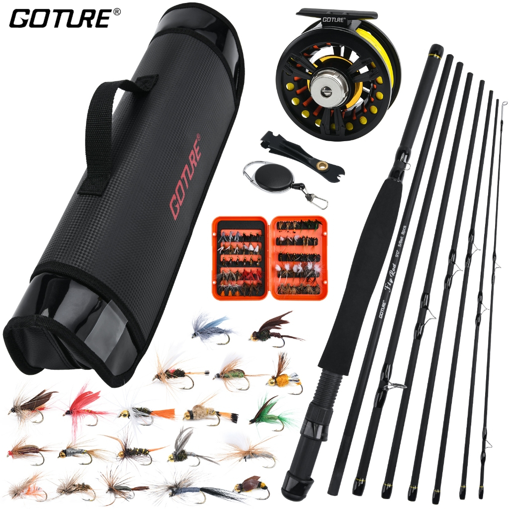 GOTURE Fly Fishing Rod 2.7m 9FT 5/6wt Lightweight Carbon Fiber Fly Rod ...