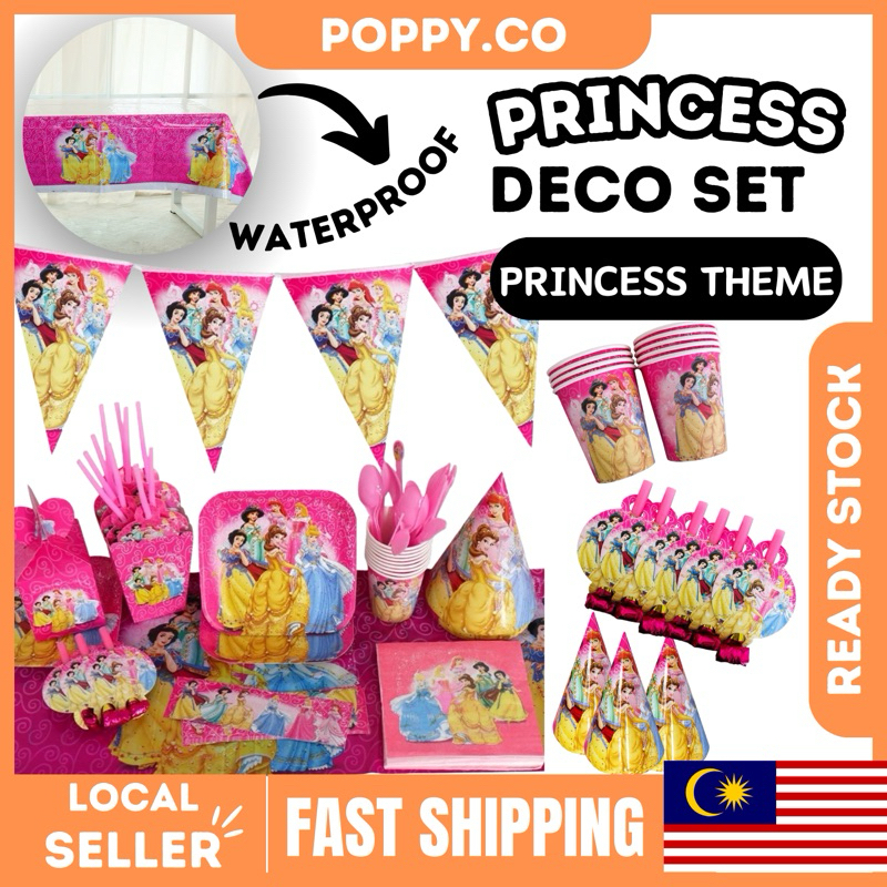 Princess Theme Birthday Party Decoration Set Balloon Princess Pink ...