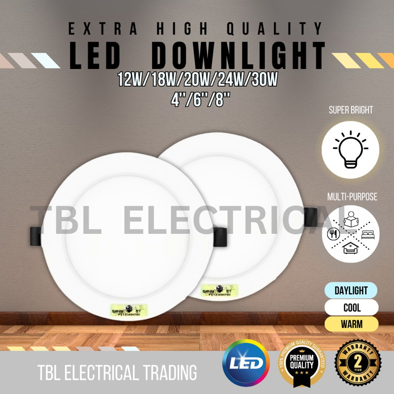 SIRIM LED Downlight Round 12W 20W 24W 4" 6'' 8" Lampu Siling Rumah Down ...