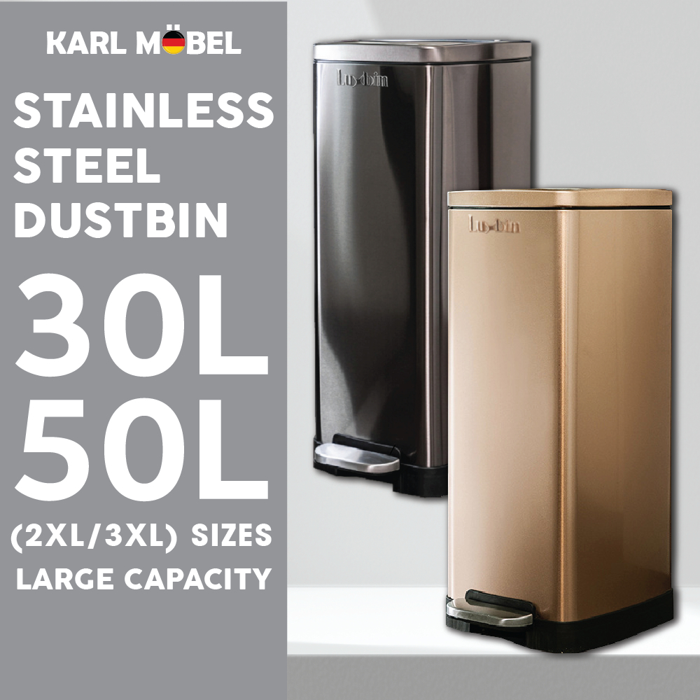 LuxbinTM Dustbin kitchen 30L Tong sampah dapur besar Big rectangle ...