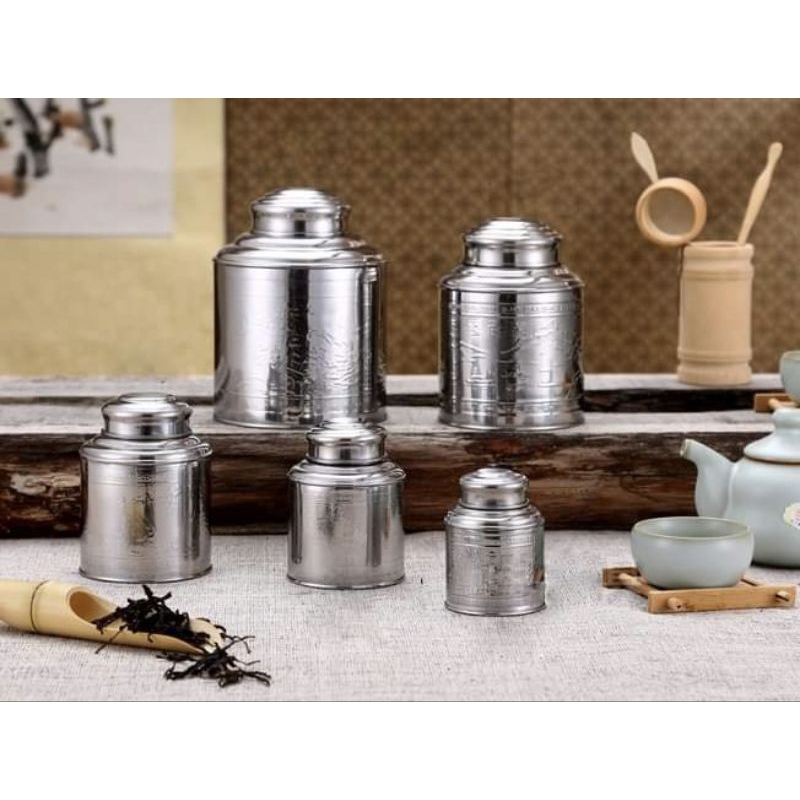 Airtight Lid Stainless Steel Tea Canister Caddy Container with Double ...