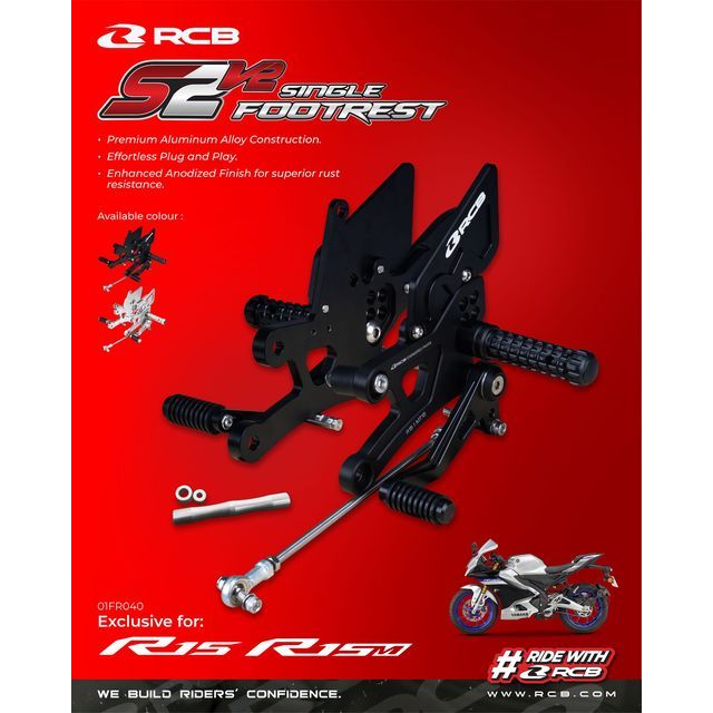 Rcb Racing Boy R15 v3 Racing Footrest Single S2 V2 Footrest Silver Set ...