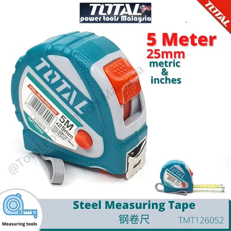 TOTAL STEEL MEASURING TAPE 5M X 25MM (TMT126052) | Shopee Philippines