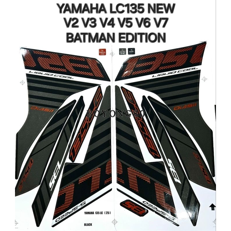 YAMAHA LC135 NEW V2 V3 V4 V5 V6 V7 ( 25 ) BODY STICKER BATMAN EDITION ...