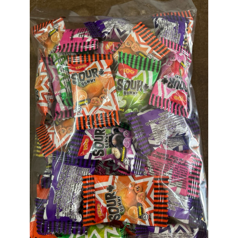 Lot 100 Sour Gummy Assorted (50PCS)new packaging | Shopee Philippines