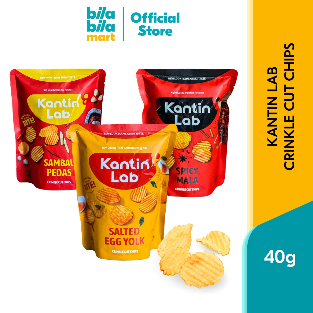 Kantin Lab Crinkle Cut Potato Chips Series (Salted Egg Yolk, Spicy Mala ...