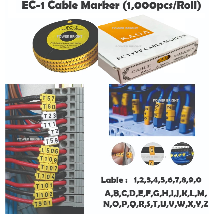 EC-1 Cable Marker (1000PCS) [0 > 9 , A > Y] | Shopee Philippines