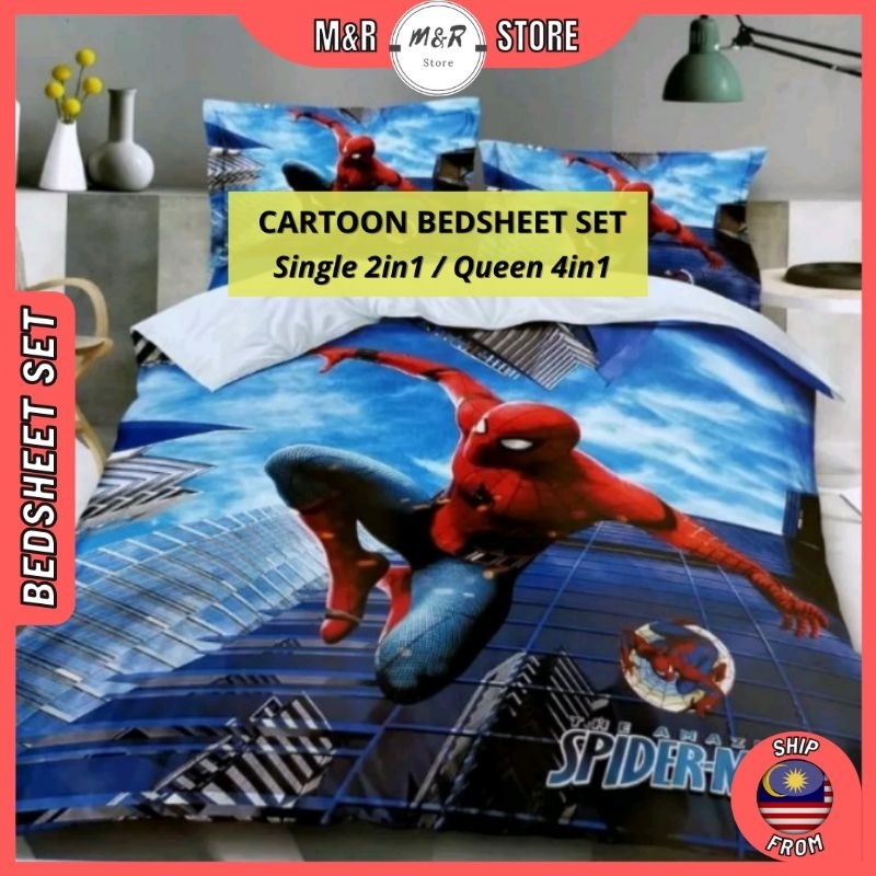 Cadar Katil Kartun Budak Single 2in1 Queen 4in1 Kids Cartoon Bedsheet ...