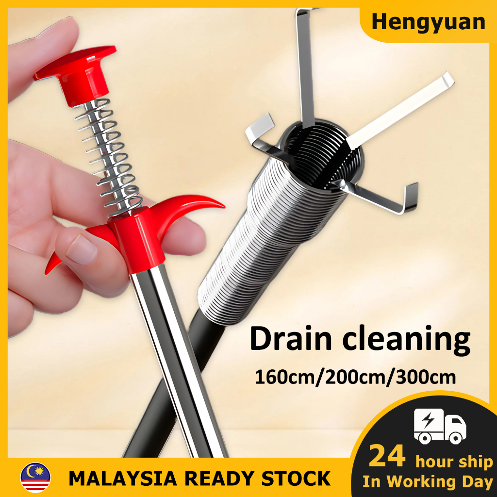 Kitchen Drain clog Home Drain Clog Remover Hand Clip Flexible Hose Sink ...