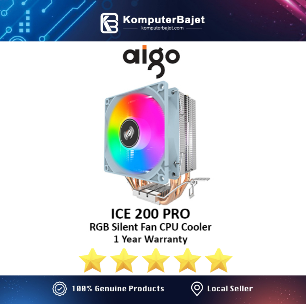 AIGO DARKFLASH ICE 200 PRO CPU AIR COOLER 7 Leaf 90mm Fan 1800 10%RPM ...