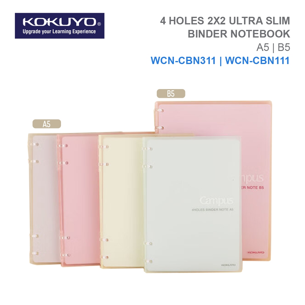 KOKUYO Campus 4 Holes 2X2 Ultra Slim Binder Notebook A5 B5 | Shopee Philippines