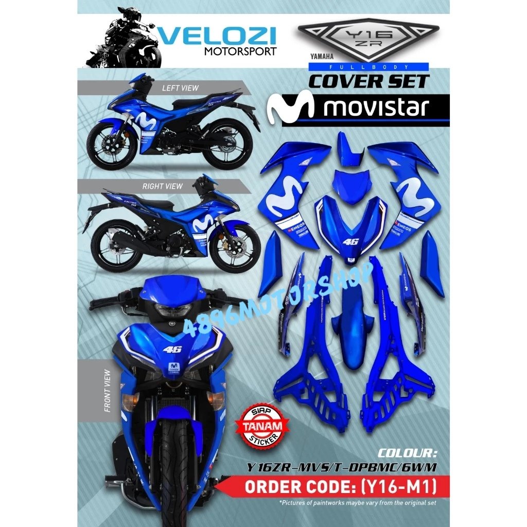 VELOZI Y16ZR Y16 V1 MOVISTAR M PUTIH COVERSET COVER SET DPBMC BIRU GP ...