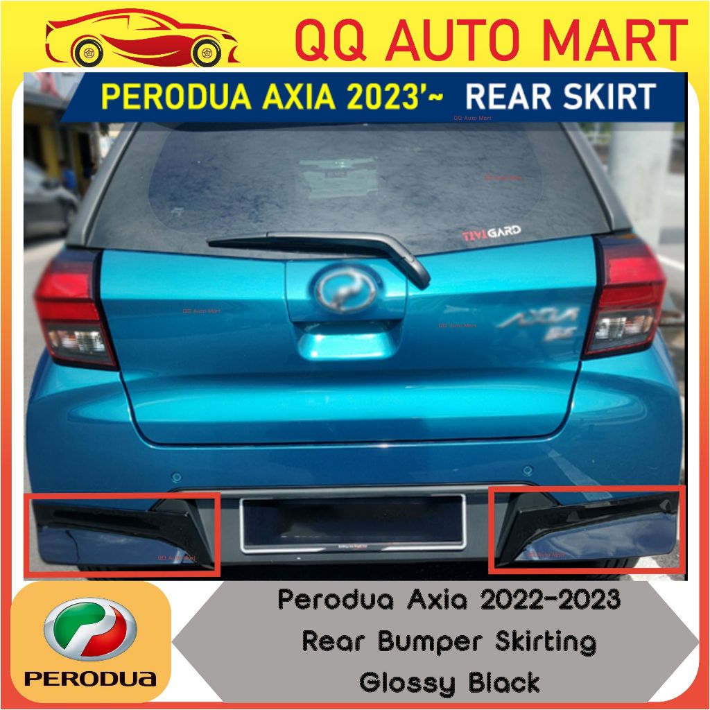 Perodua Axia 2022-2023 Rear Bumper Skirting Glossy Black | Shopee ...