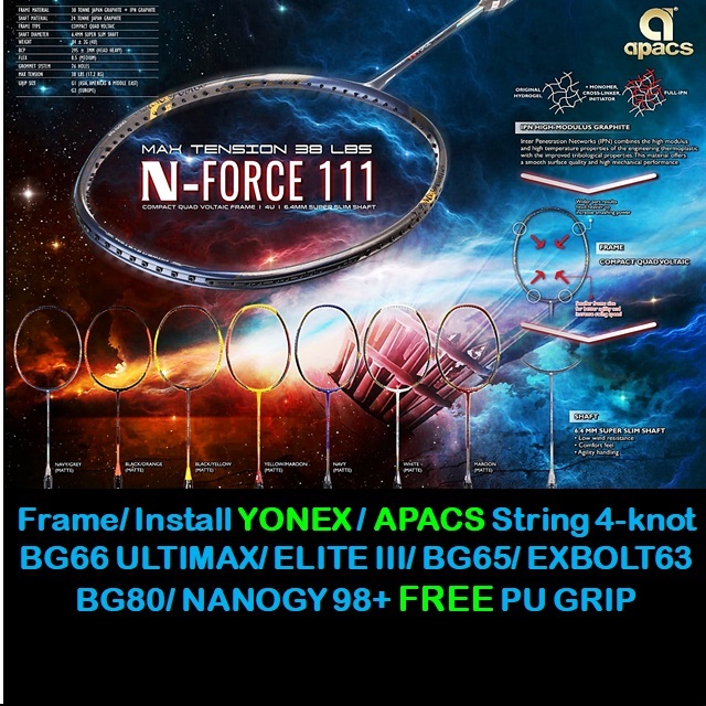 Apacs N-Force 111【FRAME ONLY OR INSTALL STRING 4-knot+PU Grip ...