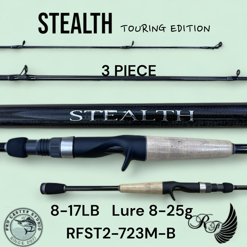 ROD FORD STEALTH TOURING EDITION 3piece BAITCASTING FISHING ROD Travel ...