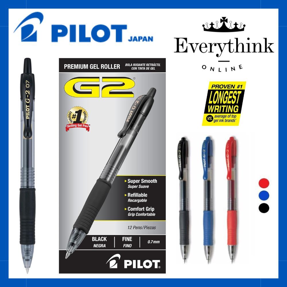 PILOT BALL POINT PEN G2 0.7MM PREMIUM GEL INK RETRACTABLE REFILLABLE ...