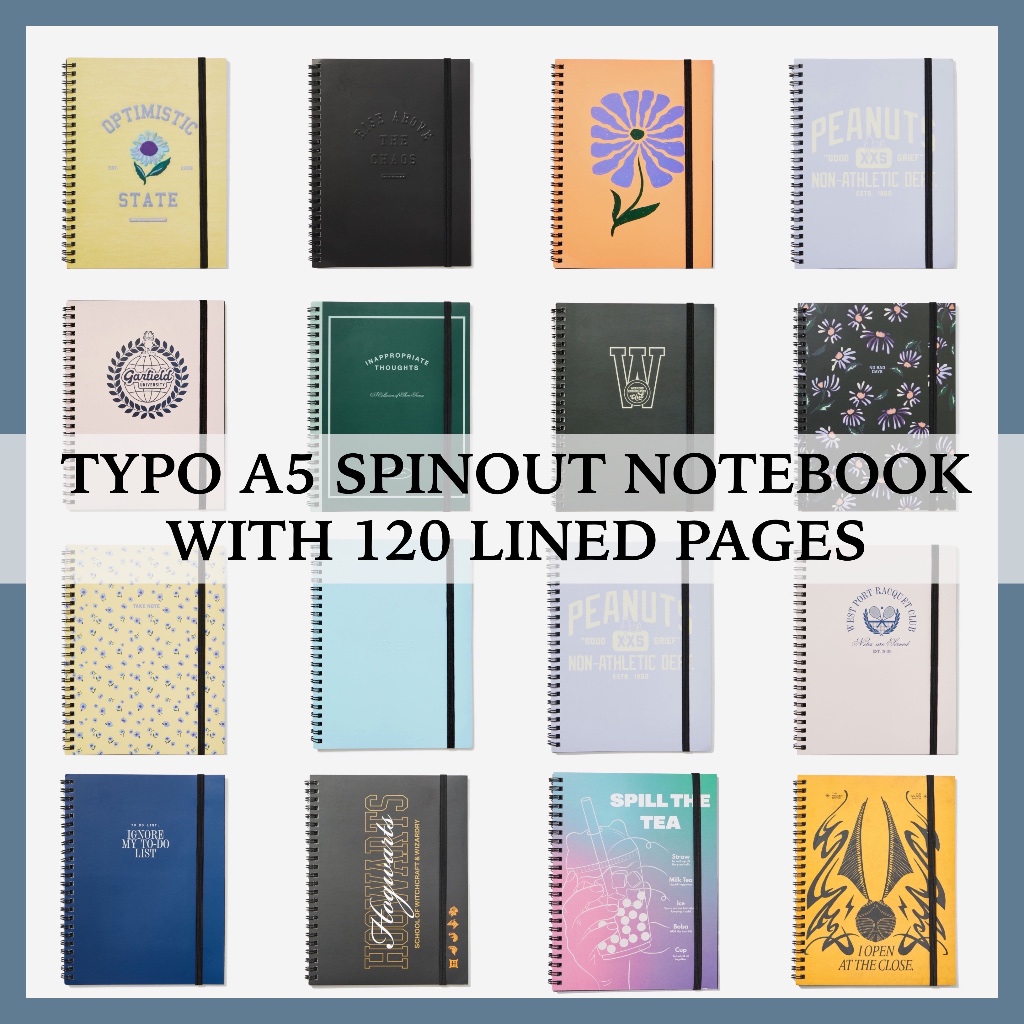 TYPO Notebook / A5 Spinout Notebook Recycled / 120 Lined Pages | Shopee Philippines