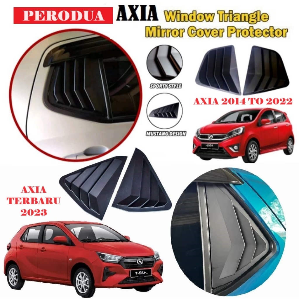 2PC Car Mirror Cover Axia Window Triangle Glass Mustang Shark Door ...
