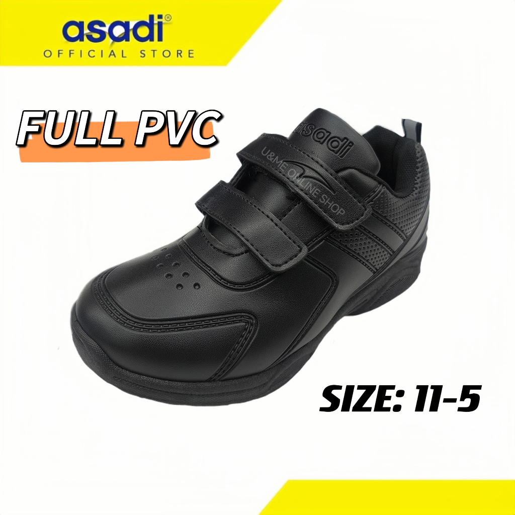 asadi FULL PVC BLACK SCHOOL SHOE KASUT SEKOLAH HITAM PVC | Shopee ...