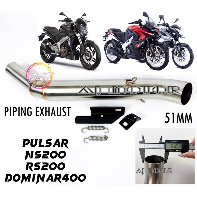 MODENAS PULSAR NS200 RS200 DOMINAR 400 51MM SLIP ON MUFFLER BOX PIPING ...