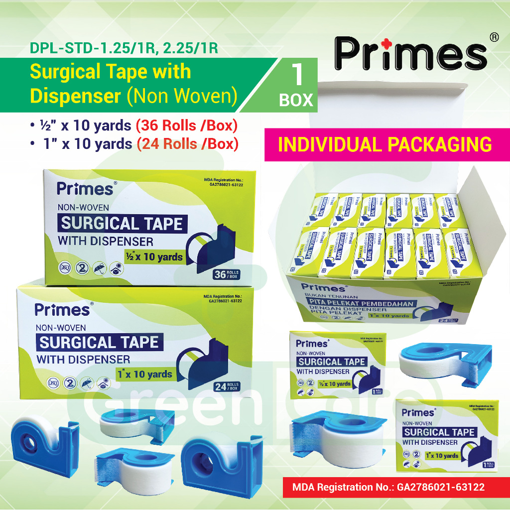 Primes Surgical Tape with Dispenser(Non Woven)(Individually packaged)½ ...