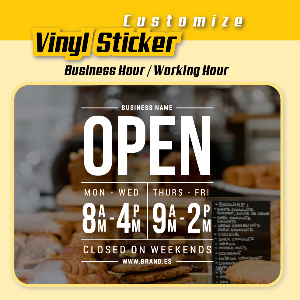 Vinyl Sticker Business hours Working Hours Operation Hours/Cut out ...