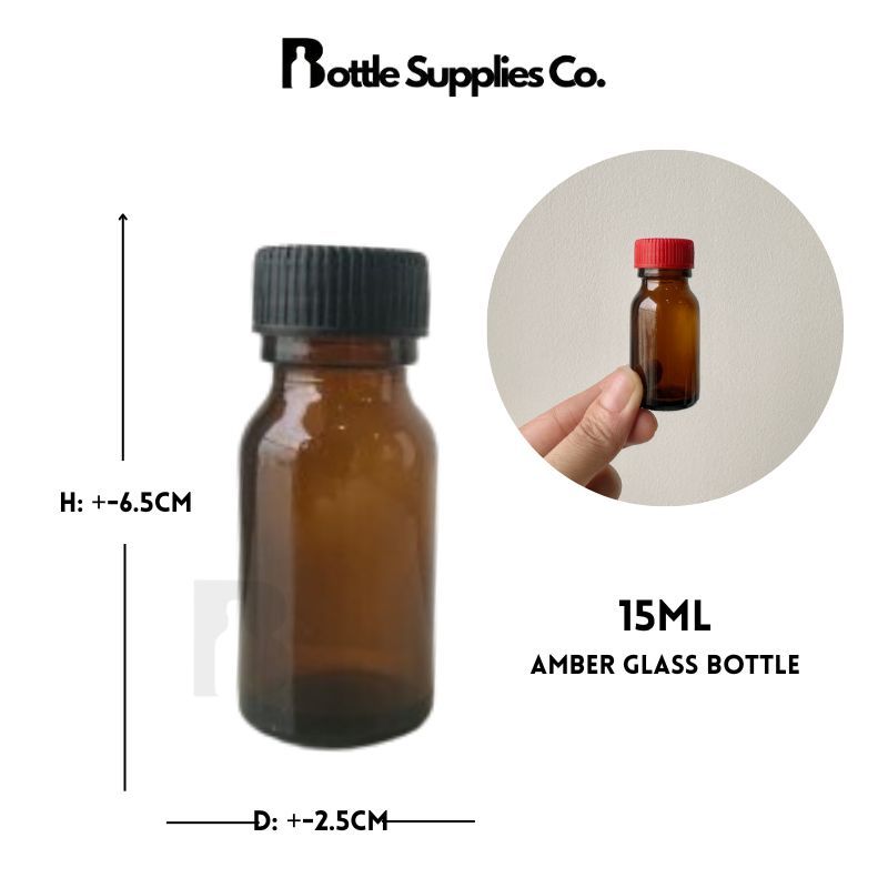 15ml Amber Glass Bottle/ Mini Sampling Glass/ Small Amber Glass Botol ...