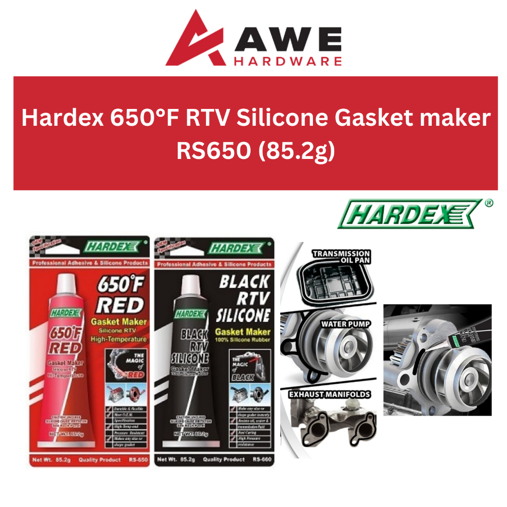 Hardex 650 F Gasket Maker Silicone RTV High Temperature 85.2g Red Black ...