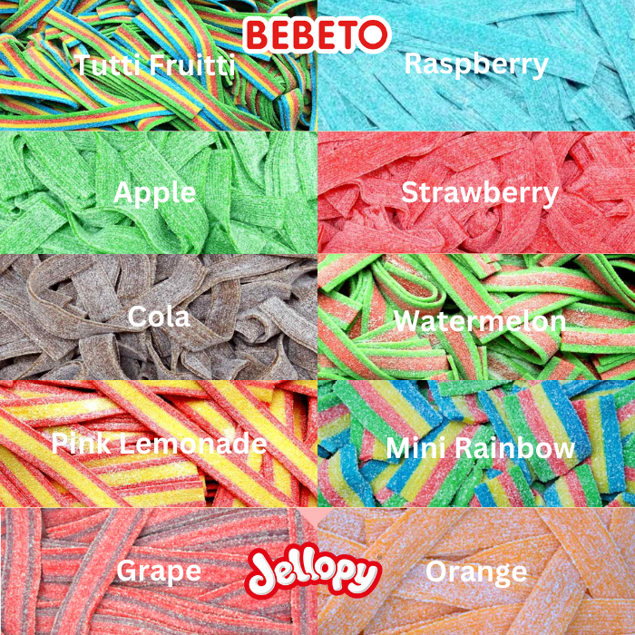 Bebeto Assorted Tutti Fruitti Rainbow Mix Sour Belts Repack Masam Giler ...