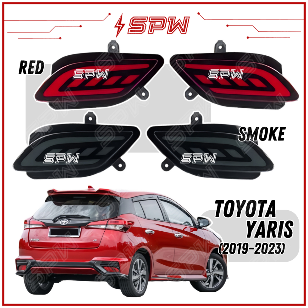 Toyota Yaris (2019-2023) LED Rear Bumper Reflector Daylight DRL Brake ...