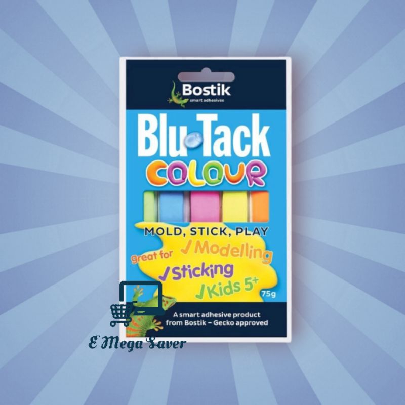 Bostik Blu-Tack Colour Reusable Adhesive 75g (5Strips) | Shopee Philippines