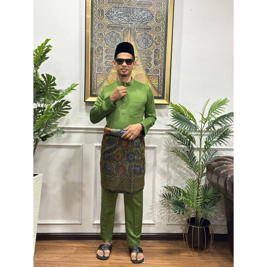 CODE SF34 BAJU MELAYU SLIMFIT XS-XXL HIJAU LUMUT DARK BAJU MELAYU CEKAK ...