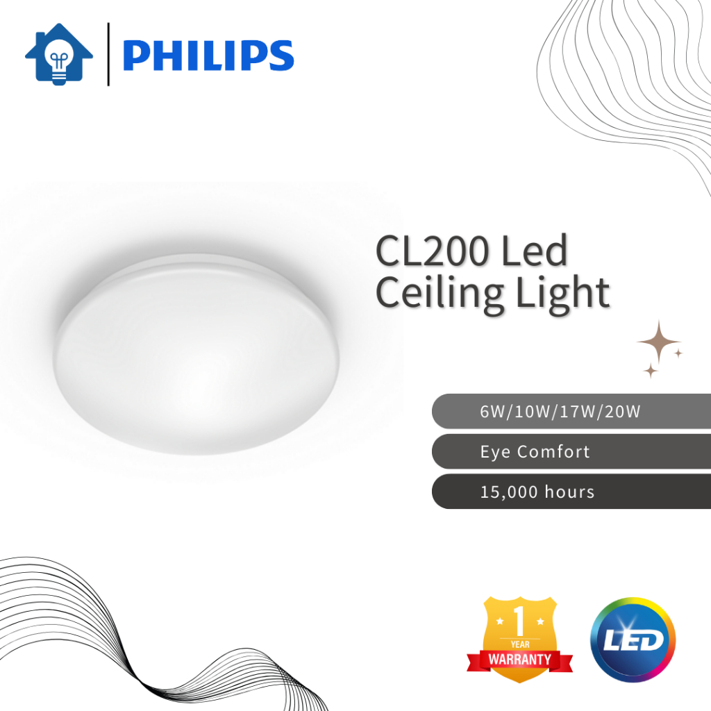 Philips CL200 Essential LED Ceiling Light ( Warm White 2700K / Daylight ...
