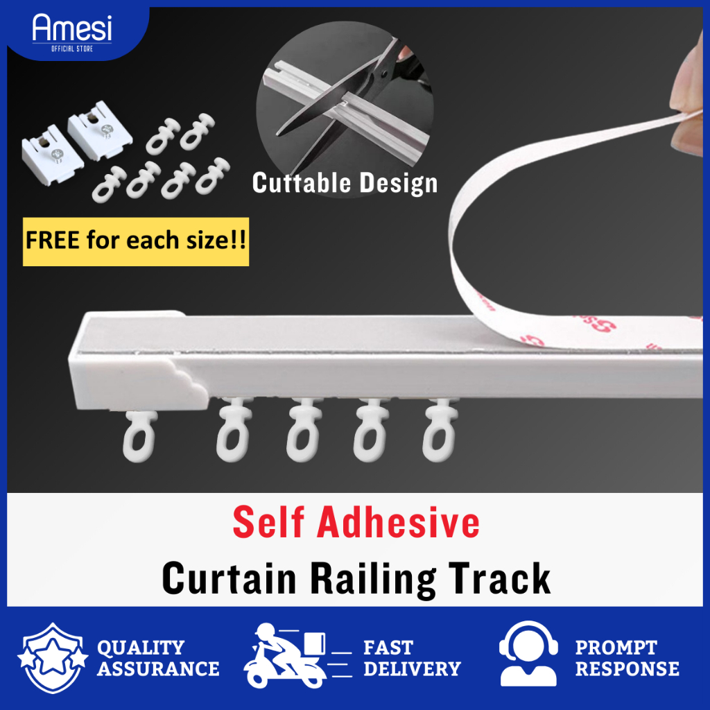 Self Adhesive Rail Langsir Curtain Railing Track Window Blinds Rel ...