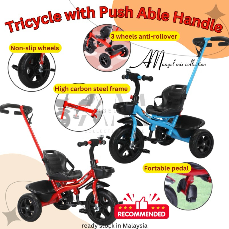 Tricycle Kids Baby Children Kids Ride On Push Able Handle Bicycle Kids ...