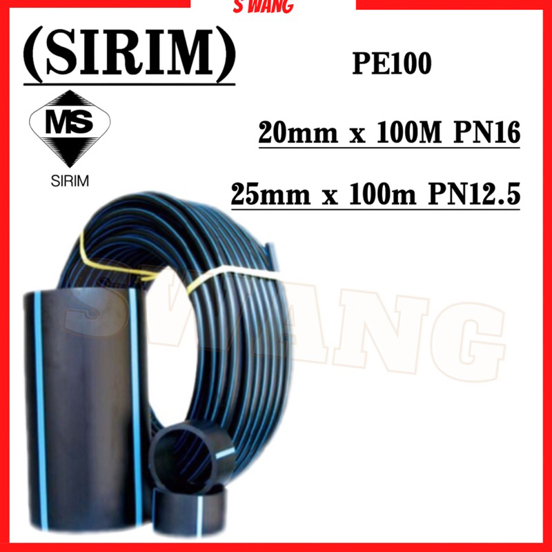 poly pipe (SIRIM)BBB 20mm x100m pn16,25mm x 100m pn12.5(one roll 100meter)PE100. | Shopee ...