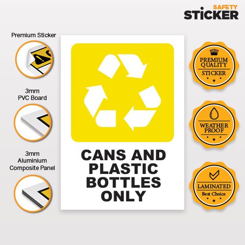Recycle Sign Sticker Cans and Plastic Bottles Only | Shopee Philippines