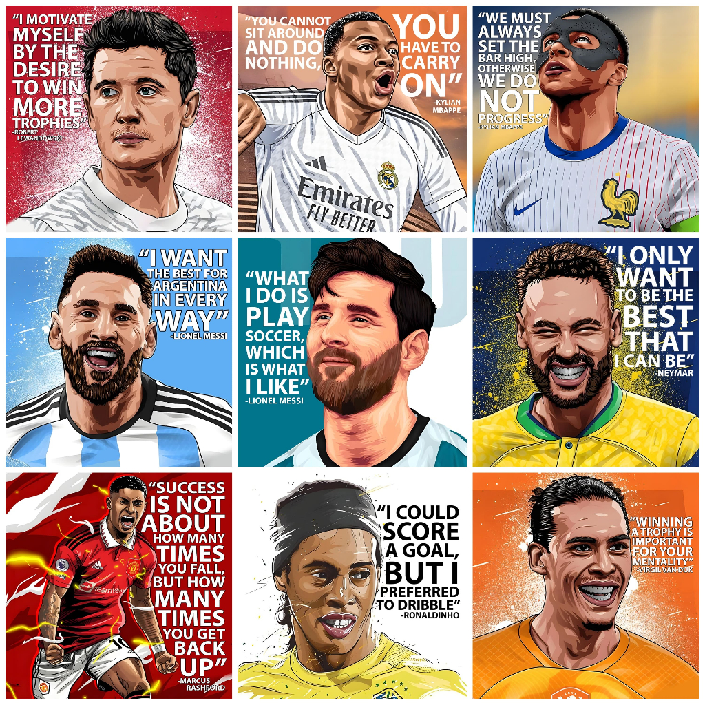 Fridge Magnet Robert Lewandowski, Kylian Mbappe, Lionel Messi, Neymar ...