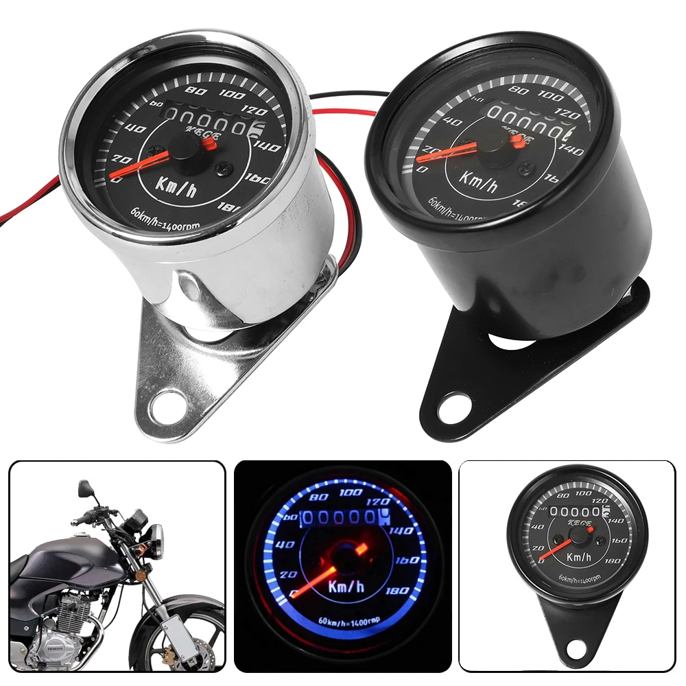 Universal Motorcycle Speedometer Double Color LED Light Odometer Speed ...