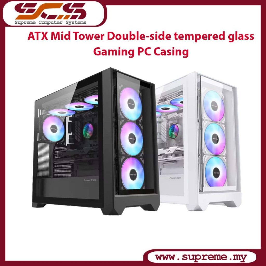 W10 ATX Double side tempered glass transparent view PC Gaming Casing ...